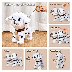 OR OR TU Walking Barking Toy Dog with Remote Control Leash, Plush Puppy Electronic Interactive Toys for Kids, Shake Tail,Pretend Dress Up Realistic Stuffed Animal Dog Age 3 4 5+ Years Old Best Gift