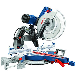 BOSCH GCM12SD 15 Amp 12 Inch Corded Dual-Bevel Sliding Glide Miter Saw with 60 Tooth Saw Blade & MS1234 Miter Saw Length Stop