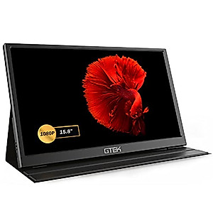 GTEK Portable Monitor 15.8 Inch IPS Full HD 1920 x 1080P Screen with Speaker, Second Dual Computer Display, Wider Than 15.6 Inch, External Travel Monitor for MacBook Laptop PC, Includes Smart Cover