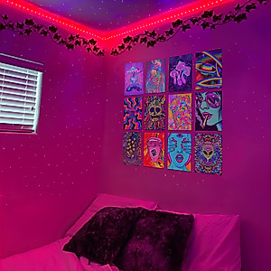 HK Studio Hippie Room Decor Aesthetic Posters - Grunge Room Decor for Dorm, Teen Room 8" x 12" Pack 12