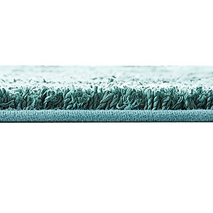 Clara Clark Bathroom Rugs, Shaggy Plush Bath Mat Set, Ultra Soft Bathroom Mat, Non Slip Backing Rubber, Chevron Design Bath Rug Set, 3 Piece, Green