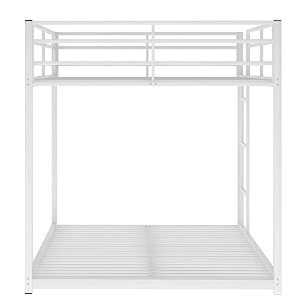 Full Over Full Metal Floor Bunk Bed with Ladder, Full Size Bunk Bed for Teens, No Box Spring Needed