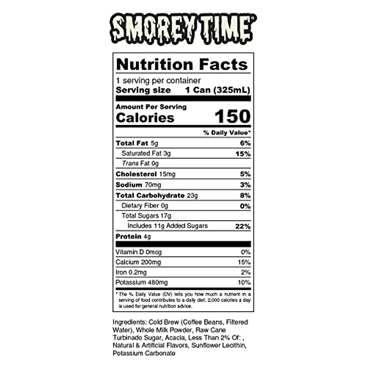 Bones Coffee Company S'morey Time Cold Brew Latte S'mores & Graham Crackers Flavored Coffee | Ready To Drink 100% Cold Brew Coffee Can | Cold Brew Latte S'mores in Cans | 11 Fl Oz Can (4 Pack)