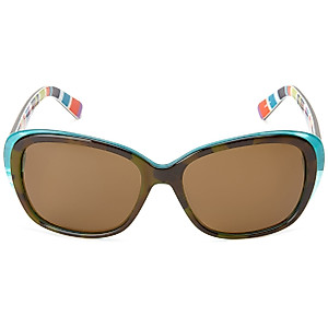 Kate Spade New York Women's Hilde Cat-Eye Sunglasses, Olive & Tortoise & Turquoise Polarized, 54 mm