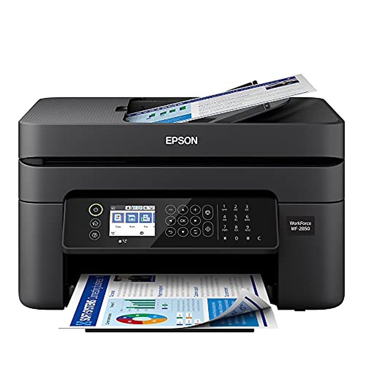 Epson Premium Workforce WF 28 Series All-in-One Color Inkjet Printer I Print Copy Scan Fax I Wireless I Mobile Printing I Auto 2-Sided Printing I 2.4" LCD I Up to 30-Sheet ADF (Renewed)
