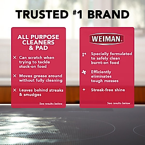 Weiman Cooktop and Stove Top Cleaner Kit - Glass Cook Top Cleaner and Polish 10 oz. Scrubbing Pad, Cleaning Tool, Razor, Scraper