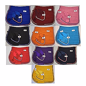 Horse English Saddle PAD with Matching Fly Bonnet with Ear NETS Breathable Cotton Handmade Full Size Stretchable Ears (Purple, Full)