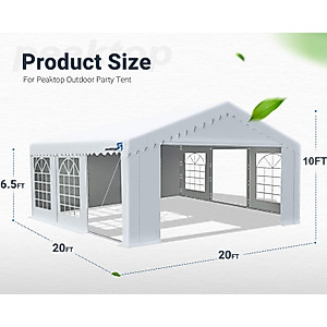 PEAKTOP OUTDOOR 20'X20' Party Tent Heavy Duty Wedding Tent Outdoor Gazebo Event Shelter Canopy with Carry Bags