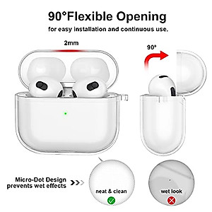 RESTONE Case for Air-Pods 3 Gen Cover 2021 Generation, Clear Silicone Protective Case with Cute Key-Chain for Women Men, Crystal