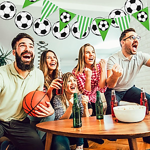 4 Pieces Soccer Banner Decoration Soccer Theme Party Supplies, 3m Football Flags Bunting Banners Soccer Ball Garlands for Soccer Fans Wekcome World Cup 2022