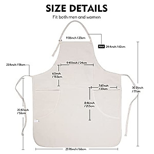 conda Adjustable Professional Bib Apron 100% Cotton Canvas With 3 Pockets for Women Men Adults, Waterproof, Natural 31inch (1pcs pack)
