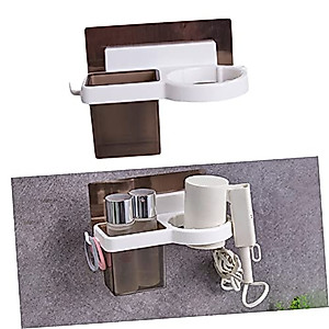 Cabilock Shelf Bracket 2pcs Accessories Hair Wall Styling Mount Bathroom Washroomwhite Free Product for Organizer Holder Tool Shelf Care Stand Bath Dryer Punch Supplies Mounted Storage Shelf Brackets