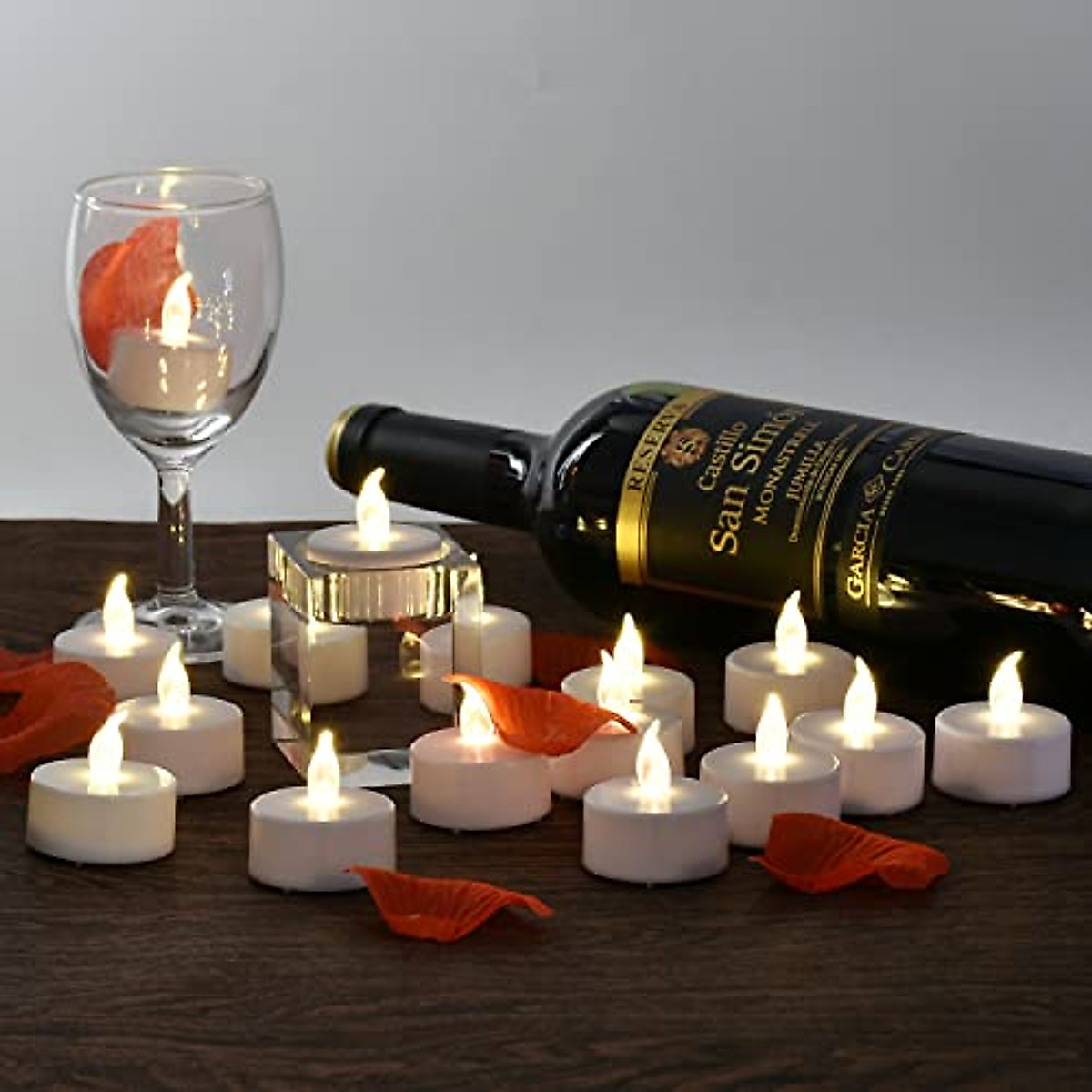 Angium 24 Pack Tea Lights Candles Battery Operated, Flameless Tealights Candles Last 200+Hours, Flickering Flameless Candles in Warm White for Wedding, Party, Festival, Home, Christmas