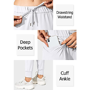 SANTINY Women's Joggers Pants Pockets Drawstring Running Sweatpants for Women Lounge Workout Jogging(White_L)