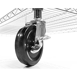 TRINITY EcoStorage Heavy Duty 6-Tier Adjustable Wire Shelving with Wheels and Backstands for Kitchen Organization, Garage Shelving, NSF Certified, 48” W x 18” D x 72-77” H, 800-4800 lb Capacity Chrome