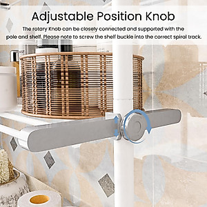 DYN Ptah 4-Tier Over Toilet Bathroom Organizer Floor to Ceiling, Over The Toilet Storage Rack with Tension Poles/Shelves, Adjustable Height, Width and Position, Metal Grey