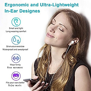 DZHJKIO Earbuds Wired in Ear Earphones Headphones with Microphone and Remote Noise Isolating, Stereo Pure Sound and Powerful Bass Fits All 3.5mm Interface Device (White)