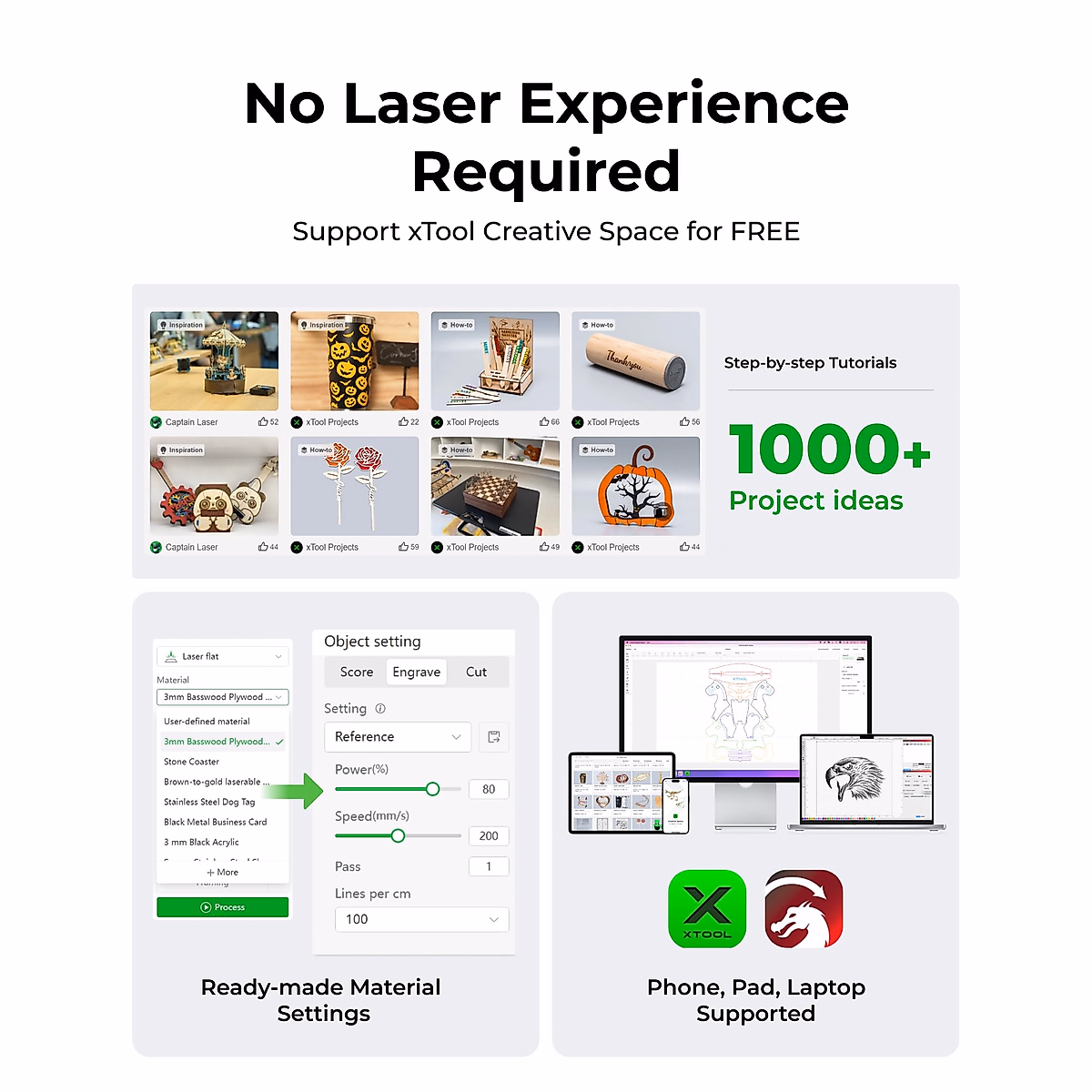 xTool S1 Laser Engraver and Cutter Machine, 23.93" x 15.16" Bed Size, Beginner-friendly, Class 1 Safety Laser Engravering Machine for Wood and Metal, Acrylic