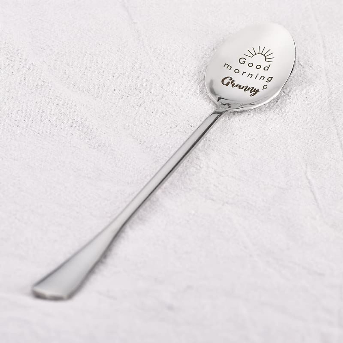 Granny Birthday Gifts for Grandma Spoon Gifts from Grandchildren, Good Morning Granny Spoon Gift for Nana Teaspoons Engraved Coffee Dessert Tea Lovers Spoons for Nanny Mothers Day Gifts
