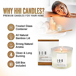 Vanilla Candle | Vanilla Musk Scented Soy Candle | A Blend of Vanilla, Cinnamon, Amber & Hint of Musk | Large Eight Ounce Single Wick Candle | Long Burn time | HHI Candles