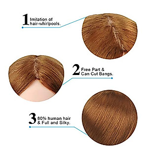 Beauty Star-Mannequin Head with 80% Real Human Hair, Mannequin Head with hair, Manikin Doll Head for Hair Styling with Table Clamp Holder + DIY Hair Styling Braid Set, Cosmetology Makeup Hairdressing Training Head ( Long 23.5inch, Light Brown )