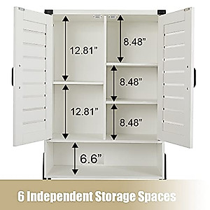 Saedew Over The Toilet Storage Cabinet, Over Toilet Bathroom Organizer with 2-Door Blinds Design, Freestanding Space Saver Toilet Stands,Bathroom Toilet Rack, White…