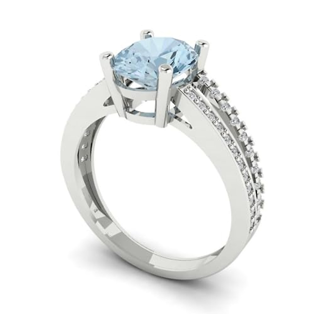 Clara Pucci 2.32 Carat oval cut blue simulated diamond 14k white gold engraving bridal engagement wedding ring size 7
