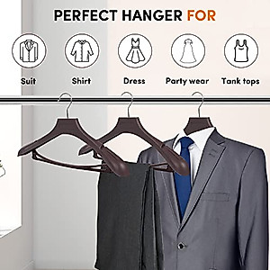 DEDU Plastic Extra Wide Shoulder Suit Hangers for Men 20 Pack Width 17.3", Brown Sweater Hangers no Shoulder Bump Non Slip for Thick Sweaters, Clothes Hangers with Pants Bar 360° Swivel Metal Hook