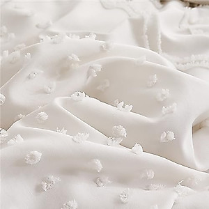 sponwilar Queen Comforter Set 7 Pieces Boho Bed in a Bag, Geometric Textured Tufted Bed Set, Soft Microfiber Lightweight Bedding Set for All Season(Cream, Queen)