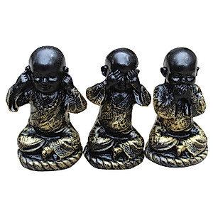 Zen Garden Meditation Garden 3 Buddha See, Speak, Hear No Evil Statues, Incense Holder, Incense, 2 Tea Light Holders, Rocks, Sand, Rake (Candles Not Included)