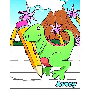 Avery: Primary Writing Tablet for Kids Learning to Write, Personalized Book with Child's Name for Girls, 65 Sheets of Practice Paper, 1" Ruling, ... 1st Grade, Book Size 8 1/2" x 11"