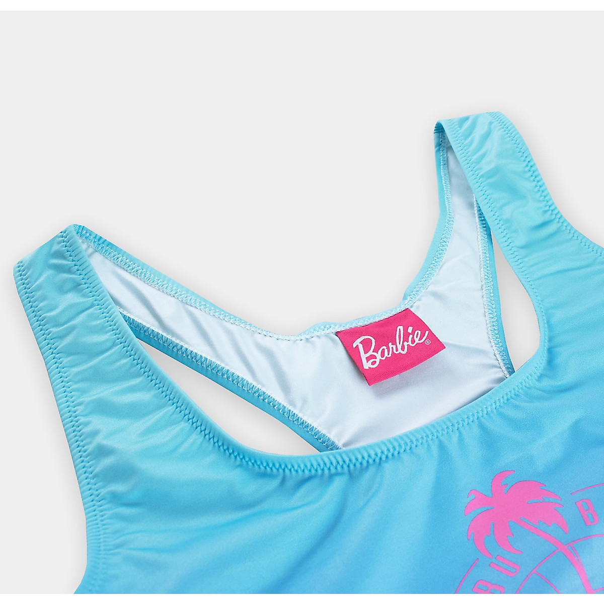 Barbie Swimming Costume | Malibu Beach Womens Swimsuit | Pink One Piece Swimsuit for Women | L | Official Merchandise