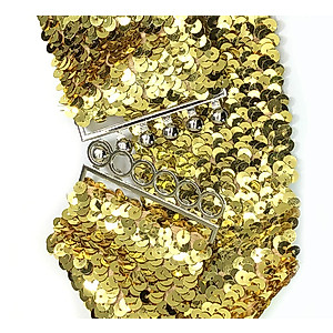 CRIZAN Womens Sequins Dance Dress Belly Chain Body Chain Jewelry (red gold silver)