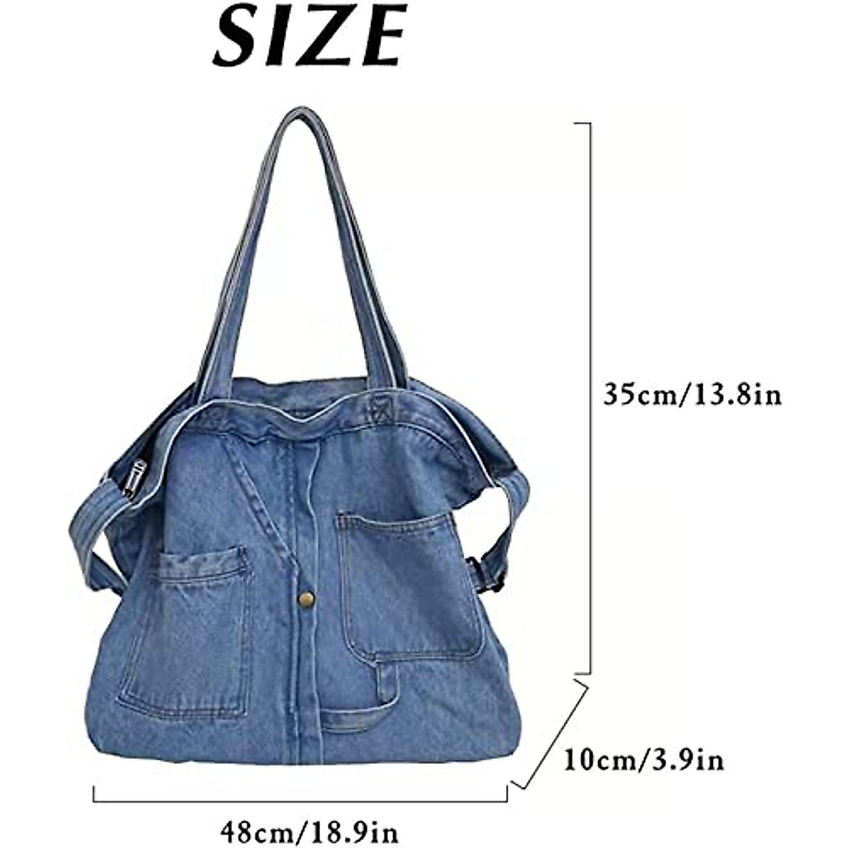 Aetygh Denim Messenger Bag Shoulder Bag, Casual Tote Travel Bag Multi Pockets Adjustable Shoulder Strap