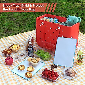 Raymall Divider Tray for Bogg Bag, Dividers for Bogg Bag Accessories Inserts for Bogg Totes Bags, 11.8x8.54x0.22in Beach Bag Divider for Original XL Size Bogg Bags Divider Tray 2packs (Blue+White)