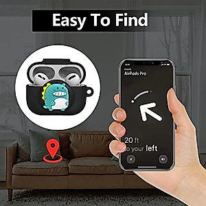 AirPods Pro Case with AirTag, [2 in 1] Silicone Protective Cover for Apple AirPod Pro 2 and AirTag Cute DIY Soft Holder with Keychain (Black, Green)