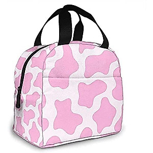Lunch Bag Pink Cow Print Lunch Box Insulated Bag Tote Bag For Men/Women Work Travel