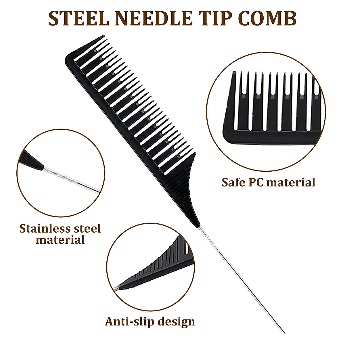 1st Choice Professional Hair Combs for Women Styling Hair Combs Plastic Weaving Combs for Highlighting,3-Way Weaving & Sectioning Foiling Comb for Hair Coloring, Highlighting, Balayage