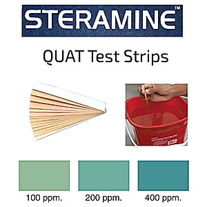 Steramine Quat Test Strips for Food Service, 30 x QT-10, Test Strips to Measure 0-400 ppm, for Testing Sanitizing Solutions Made with Steramine Quaternary Tablets, Hydrion QT-10E, 2 x Envelopes