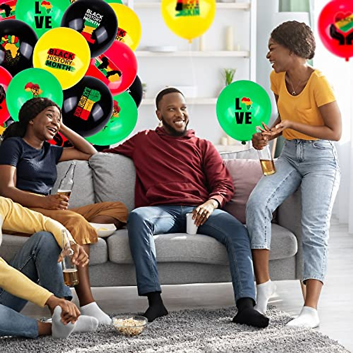 durony 72 Pieces Black History Month Balloons 12 Inch African American Independence Day Balloons Black History Latex Balloons Juneteenth Balloons for Black History Month Party Supplies, 9 Designs