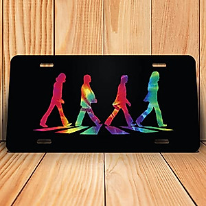 Beatles Abbey Road Crosswalk Space Band Vinyl Album Record Iconic Abbey Road Crosswalk Merchandise Memorabilia UV Full Color License Plate Aluminum UV011 (Tiedye Black)