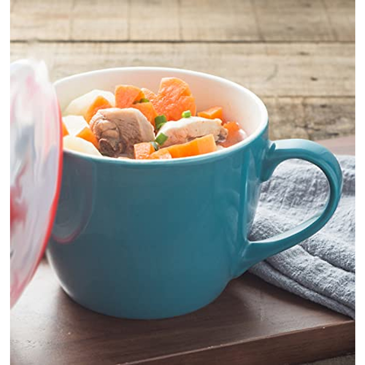 MECOWON 30 OZ Porcelain Coffee Mugs, Set of 2 Large Mugs for Soup, Cereal and Salad (blue)