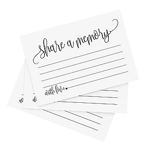 Bliss Collections Share a Memory Cards, Heart Script, Cards for Weddings, Showers, Birthdays, Celebration of Life, Funeral, Retirement, Going Away and Graduation Memories, 4"x6" (Pack of 50)