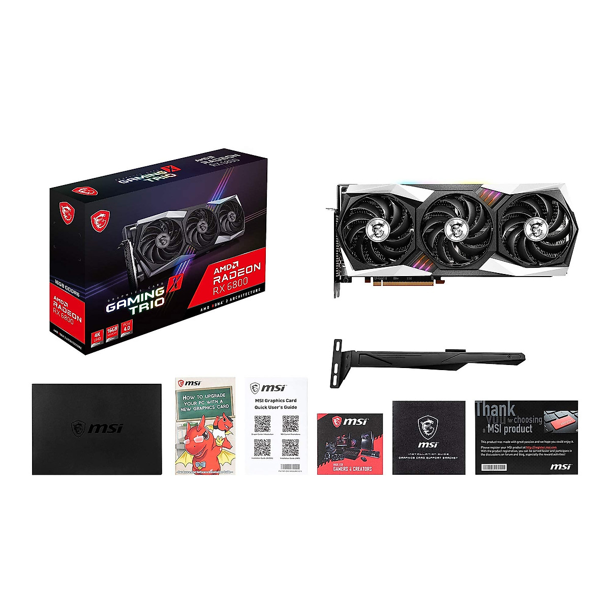 MSI Gaming Radeon RX 6800 16GB GDRR6 256-Bit HDMI/DP 2105 MHz RDNA 2 Architecture OC Graphics Card (RX 6800 Gaming X Trio 16G) (Renewed)