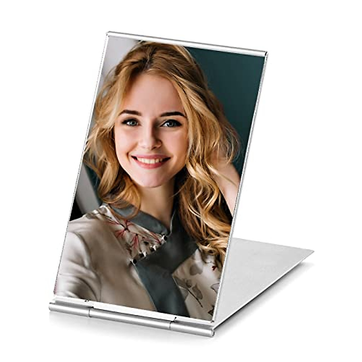 MIRRORNOVA Portable Folding Mirror, Ultra-Slim Durable Makeup Mirror, Small Tabletop Mirror for Travel, Aluminum Shell, Mini Size, 4.7"