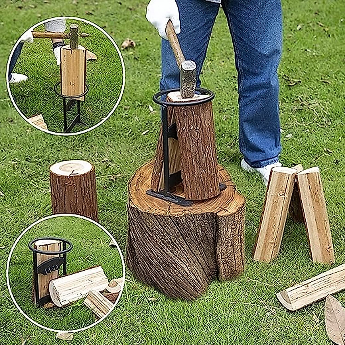 Wztepeng Cast Iron Firewood Kindling Splitter for Wood Cutter Tool Heavy Duty Log Splitter Wedge Compatible with Home Camping Outdoor