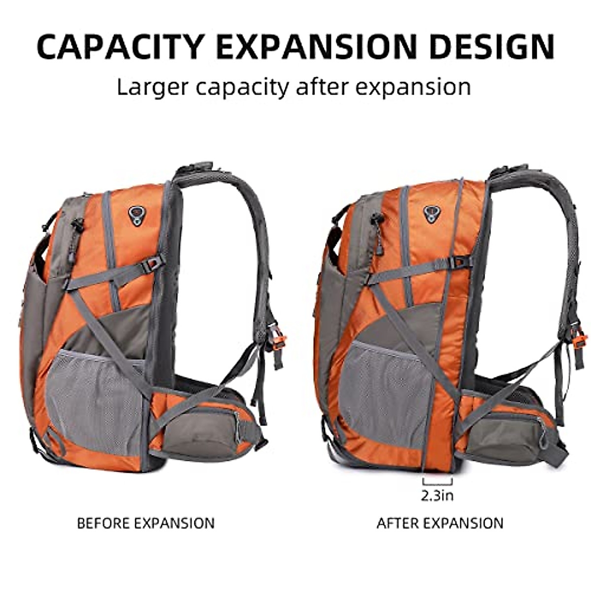 FENGDONG 50L Waterproof Lightweight Expandable Hiking,Camping,Travel Backpack with Shoes Compartment for Men Women Orange