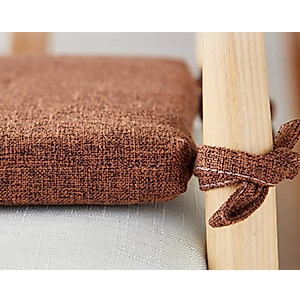 Dining Chair Cushions with Ties Set of 4,Cotton and Linen Washable Square Chair Pads with Straps Comfort and Softness Seat Cushions for Kitchen Office Chairs Living Room,18" x 18" (Beige)