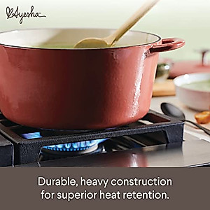 Ayesha Curry Kitchenware Enameled Cast Iron Dutch Oven/Casserole Pot with Lid, 6 Quart, Redwood Red