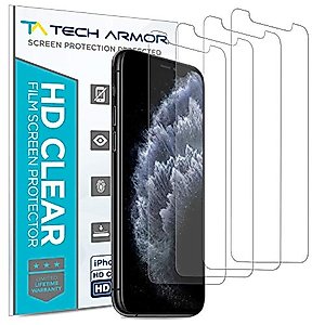 Tech Armor HD Clear Film Screen Protector Designed for Apple iPhone 11 Pro, iPhone X and iPhone Xs 5.8 Inch 3 Pack 2019